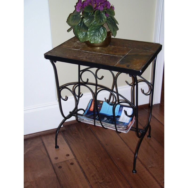 4D Concepts Metal Slate Magazine End Table with Slate Top 4DC-601613 ...