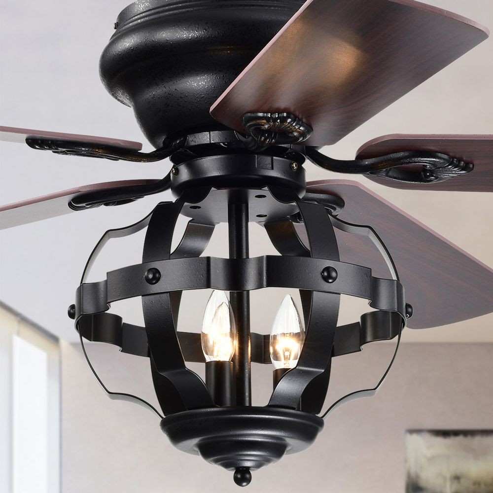 Haley 52" 3-Light Indoor Black Finish Ceiling Fan CFL-8501REMO-MB ...