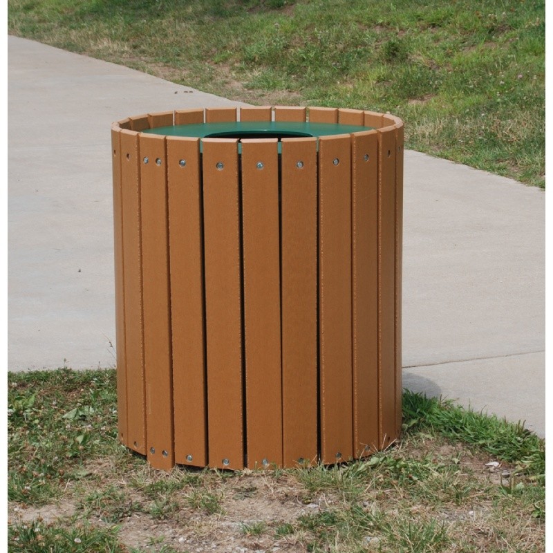 Standard Round Outdoor Trash Receptacle 55 Gal. FF-PB55R | CozyDays