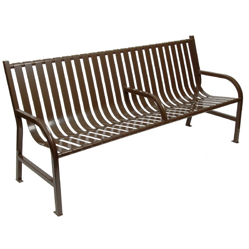 Witt Outdoor Full Bench Brown Steel 6 Foot with Center W-M6-BCH-ARM-BN ...