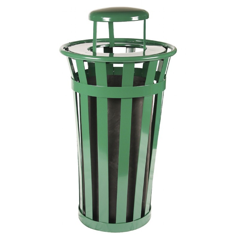 Witt Outdoor Trash Receptacle 24 Gal. Green Steel with Rain Cap W-M2401 ...