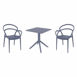 Mila Dining Set with Sky 27" Square Table Dark Gray S085108-DGR | CozyDays