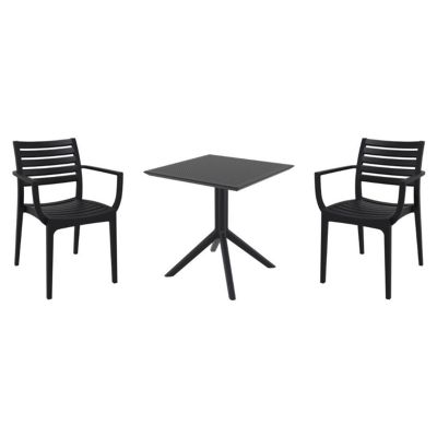 Artemis Dining Set with Sky 27" Square Table Black S011108-BLA | CozyDays