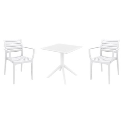 Artemis Dining Set with Sky 27" Square Table White S011108-WHI | CozyDays