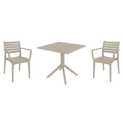 Artemis Dining Set with Sky 31" Square Table Taupe S011106-DVR | CozyDays
