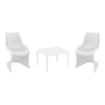 Bloom Conversation Set with Sky 24" Side Table White S048109-WHI | CozyDays