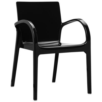 Dejavu Glossy Plastic Outdoor Arm Chair Black ISP032-GBLA | CozyDays