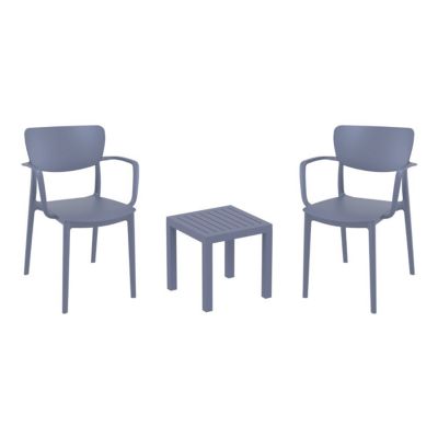 Lisa Conversation Set with Ocean Side Table Dark Gray S126066-DGR ...