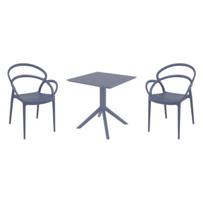 Mila Dining Set with Sky 27" Square Table Dark Gray S085108-DGR | CozyDays