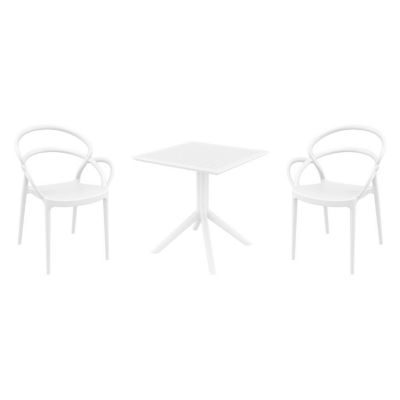 Mila Dining Set with Sky 27" Square Table White S085108-WHI | CozyDays