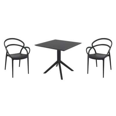 Mila Dining Set with Sky 31" Square Table Black ISP0853S-BLA | CozyDays