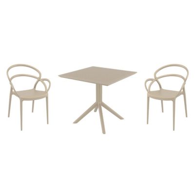 Mila Dining Set with Sky 31" Square Table Taupe ISP0853S-DVR | CozyDays