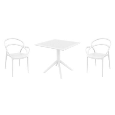 Mila Dining Set with Sky 31" Square Table White ISP0853S-WHI | CozyDays