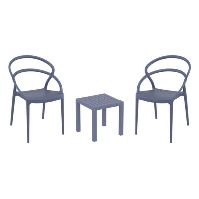 Pia Conversation Set with Ocean Side Table Dark Gray S086066-DGR | CozyDays