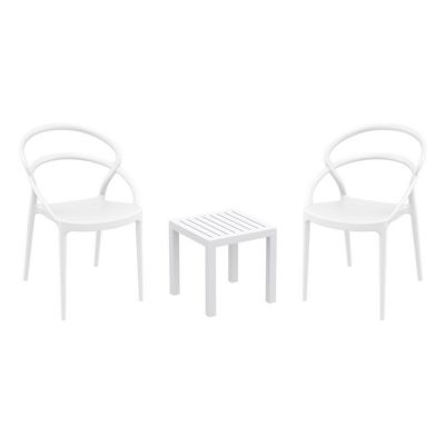Pia Conversation Set with Ocean Side Table White S086066-WHI | CozyDays