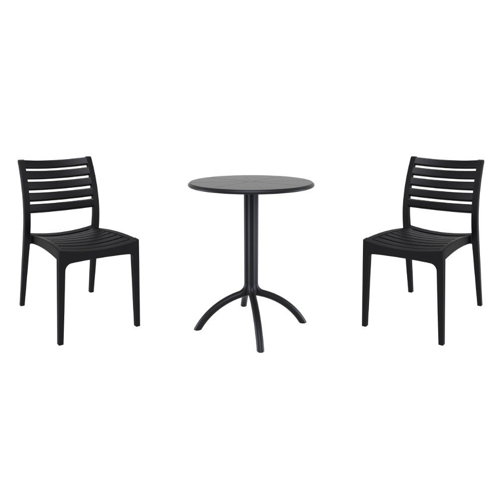 Ares Bistro Set with Octopus 24" Round Table Black S009160-BLA | CozyDays