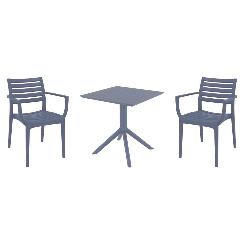 Artemis Dining Set with Sky 27" Square Table Dark Gray S011108-DGR ...