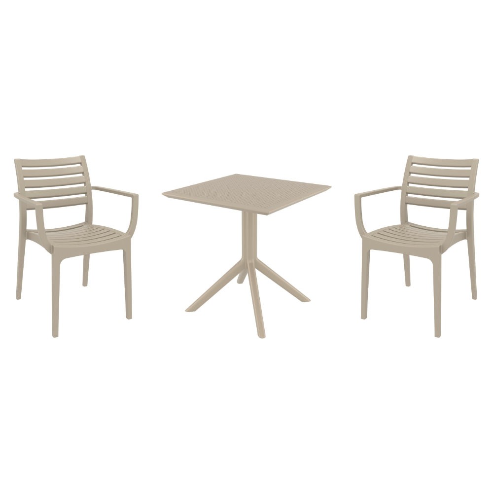 Artemis Dining Set with Sky 27" Square Table Taupe S011108-DVR | CozyDays