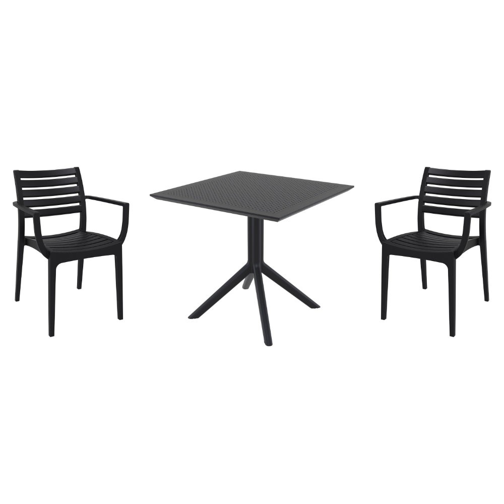 Artemis Dining Set with Sky 31" Square Table Black S011106-BLA | CozyDays