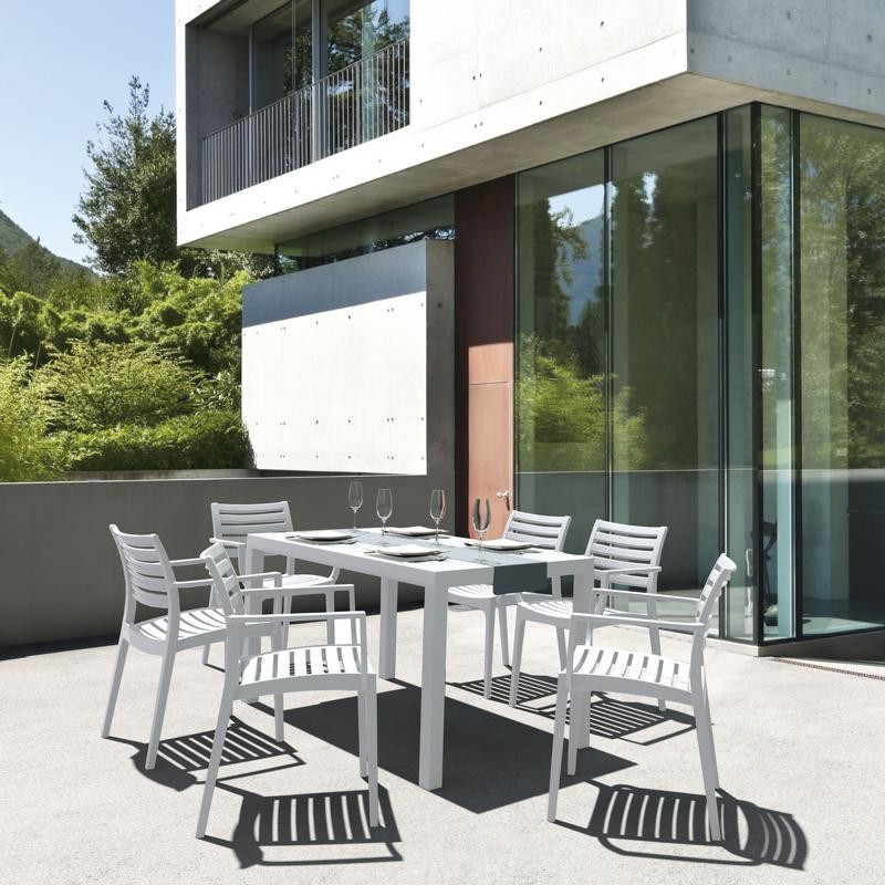 Artemis Resin Rectangle Outdoor Dining Set 7 Piece with Arm Chairs ...