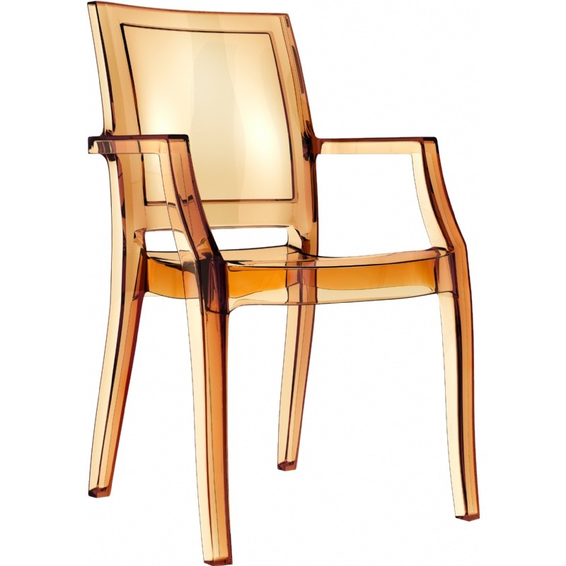 Arthur Transparent Polycarbonate Arm Chair Amber ISP053-TAMB | CozyDays