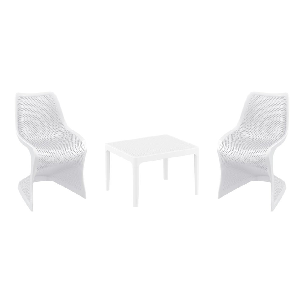 Bloom Conversation Set with Sky 24" Side Table White S048109-WHI | CozyDays
