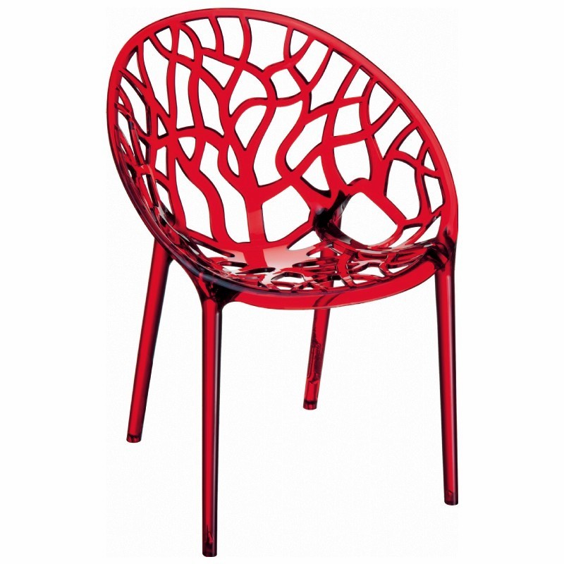 Crystal Outdoor Dining Chair Transparent Red ISP052-TRED | CozyDays
