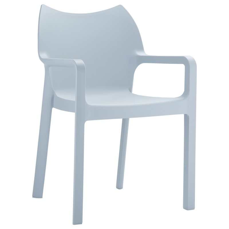 Diva Resin Outdoor Dining Arm Chair Gray ISP028-SIL | CozyDays