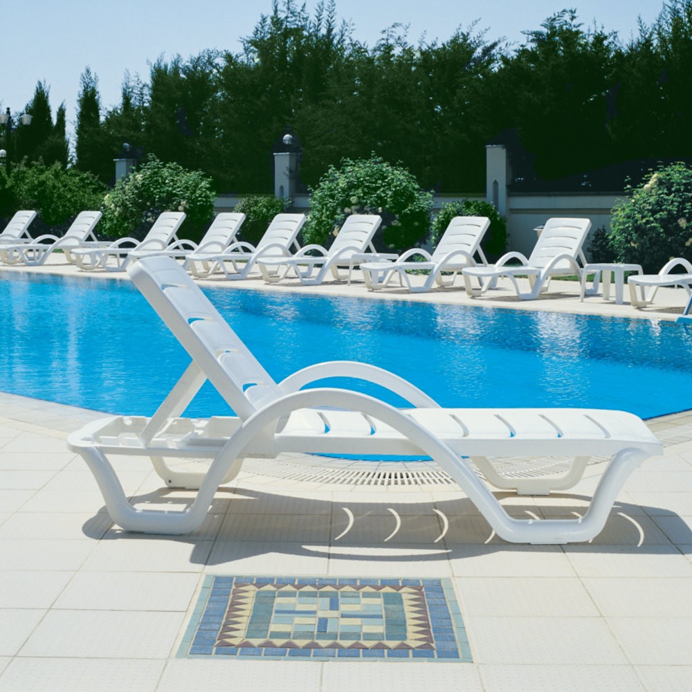 Havana Pool Chaise Furniture 6 piece Set White ISP078S6-WHI | CozyDays