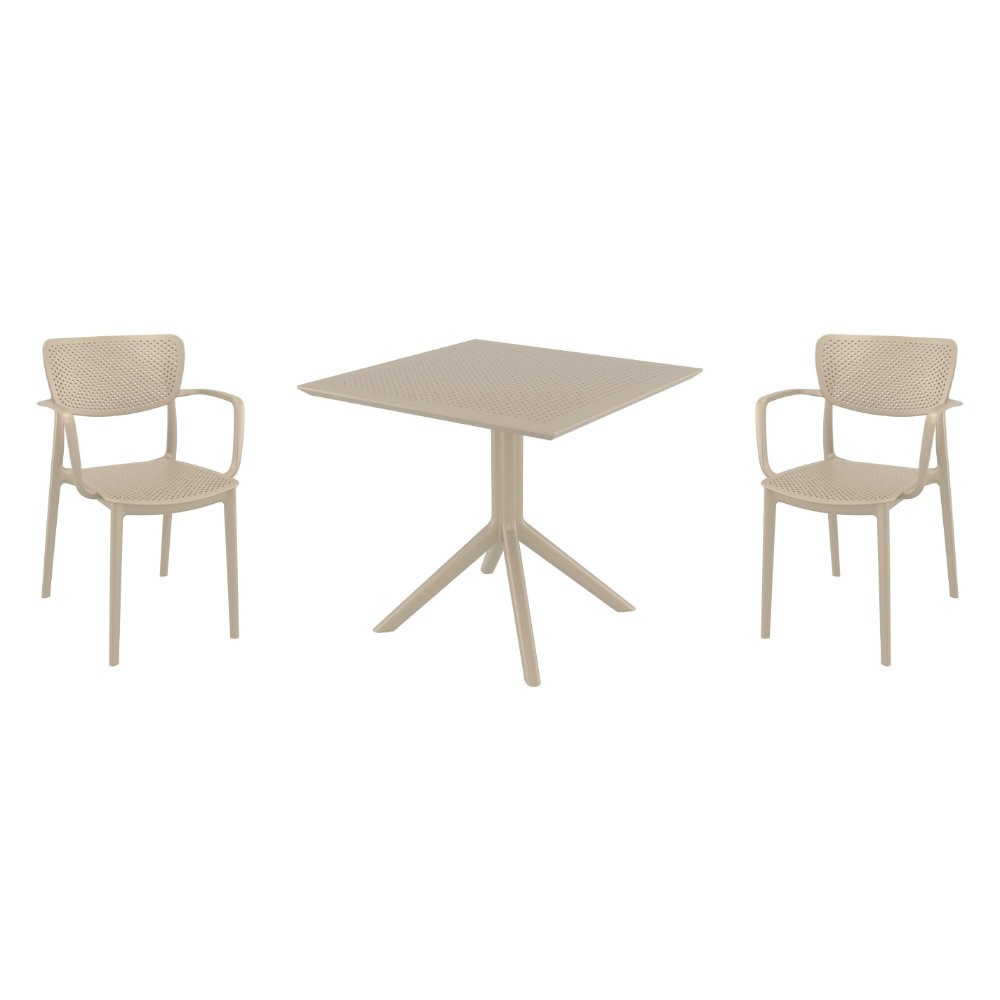 Loft Dining Set with Sky 31" Square Table Taupe S128106-DVR | CozyDays