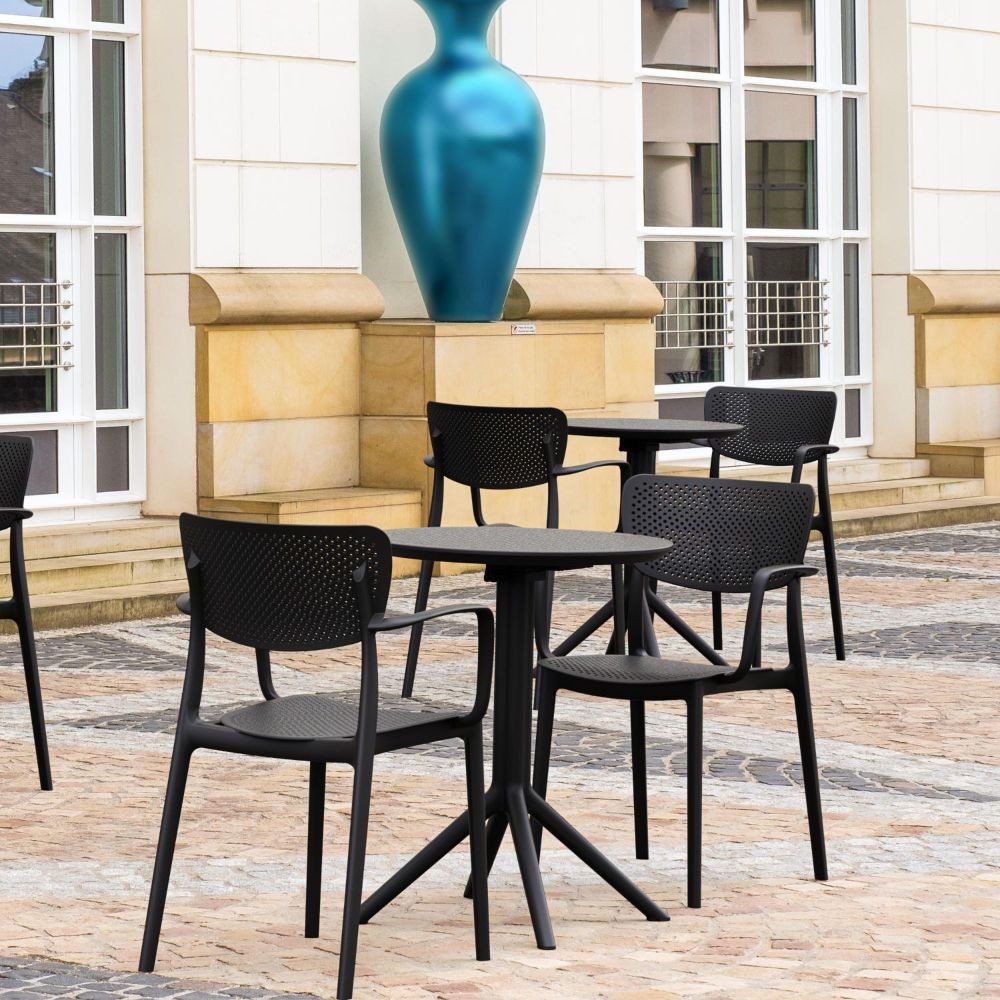 Loft Round Bistro Set 3 Piece with 24" Table Top Black ISP1284S-BLA ...
