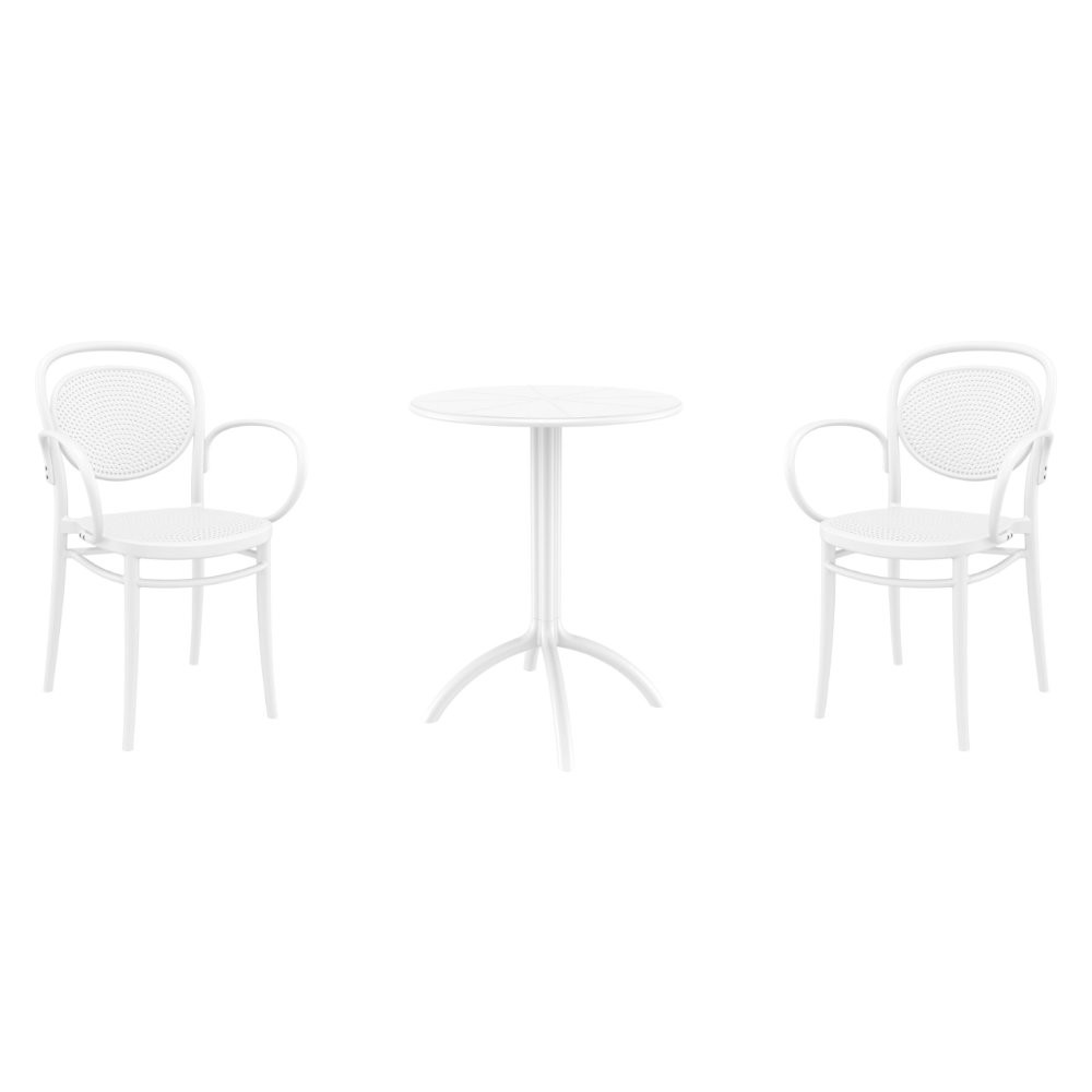 Marcel XL Bistro Set with Octopus 24" Round Table White S258160-WHI ...