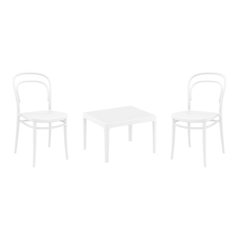 Marie Conversation Set with Sky 24" Side Table White S251109-WHI | CozyDays