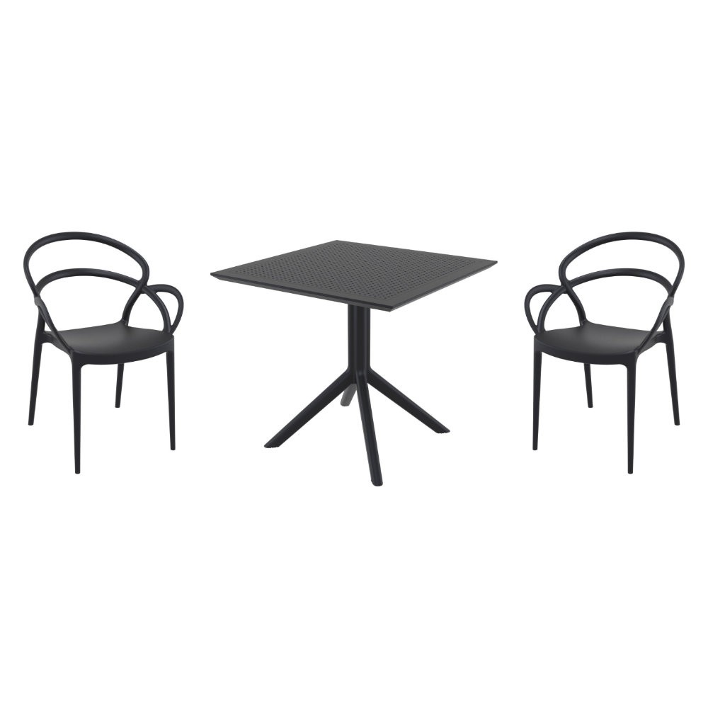 Mila Dining Set with Sky 31" Square Table Black ISP0853S-BLA | CozyDays