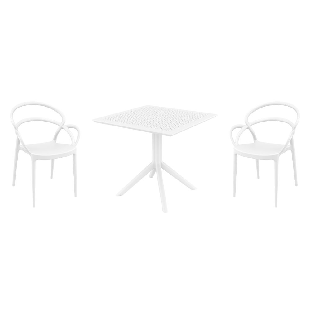 Mila Dining Set with Sky 31" Square Table White ISP0853S-WHI | CozyDays