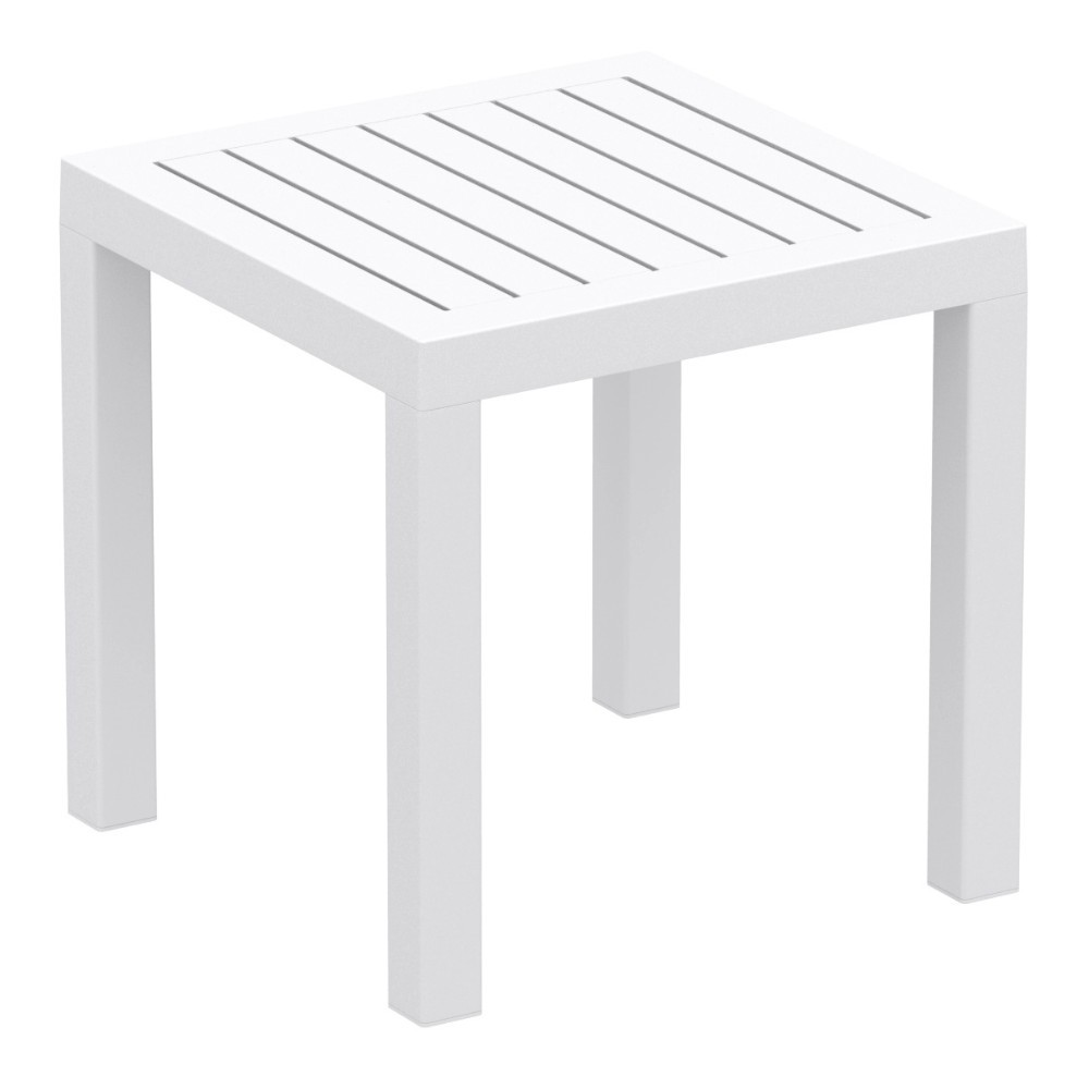 Ocean Square Resin Outdoor Side Table White ISP066-WHI | CozyDays