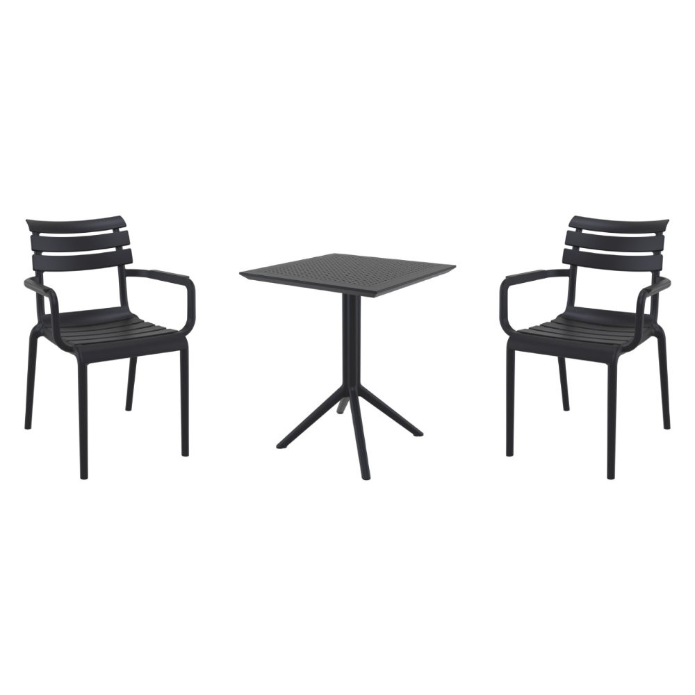 Paris Bistro Set with Sky 24" Square Folding Table Black S282114-BLA ...