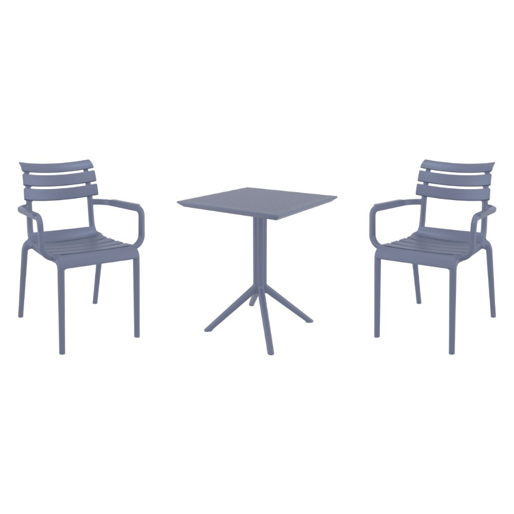 Paris Bistro Set with Sky 24" Square Folding Table Dark Gray S282114 ...