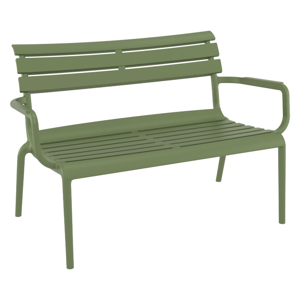 Paris Outdoor Lounge Bench Chair Olive Green ISP276-OLG | CozyDays