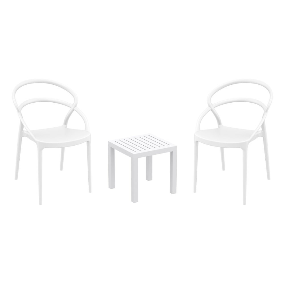 Pia Conversation Set with Ocean Side Table White S086066-WHI | CozyDays