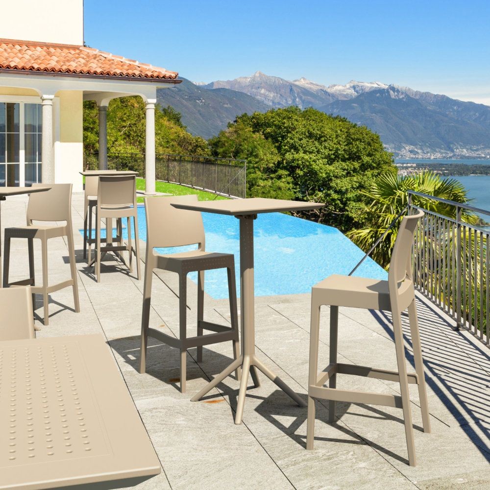 Sky Maya Square Patio Bar Set with 2 Barstools Taupe ISP1163S-DVR ...