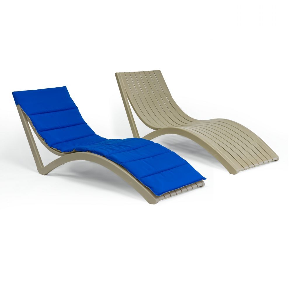 Slim Stacking Pool Lounger Taupe with Pacific Blue Paddings Set of 2 ...