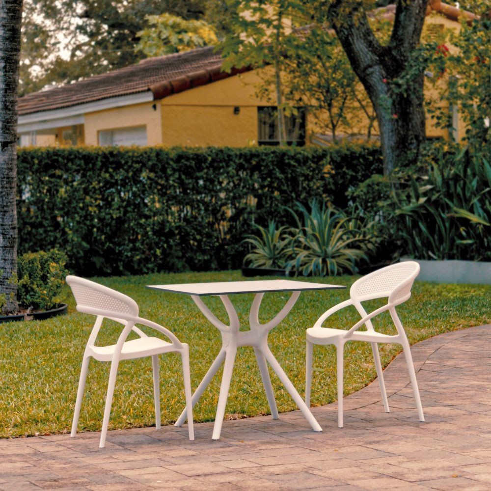 Sunset Outdoor Dining Set with 2 Chairs White ISP7008S-WHI | CozyDays