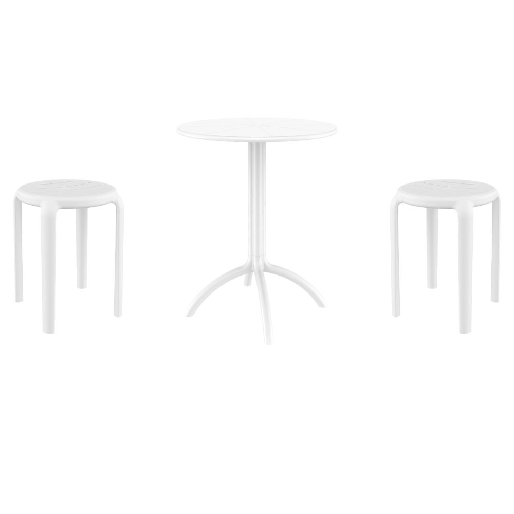Tom Bistro Set with Octopus 24" Round Table White S286160-WHI | CozyDays