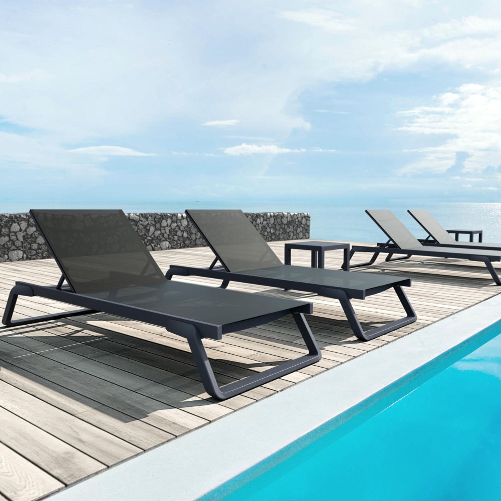 Tropic 3-pc Stacking Chaise Lounge Set Dark Gray - Black ISP7083S-DGR ...