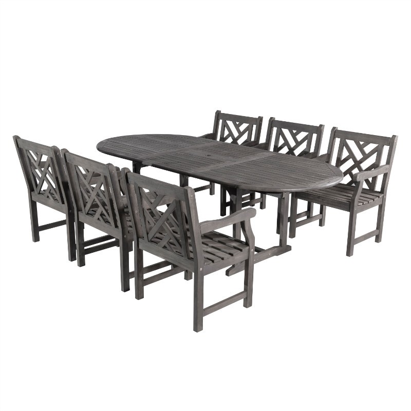 Renaissance Outdoor 7-Piece Hand-scraped Wood Patio Dining Set with ...