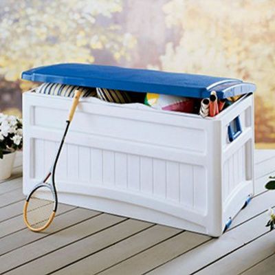 Pool Storage Box 73 Gallons w/Blue Lid SUDB8000BW | CozyDays