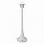 European 4 Globe Portable Patio Lamp Black Post White Globes PLC-00370 ...