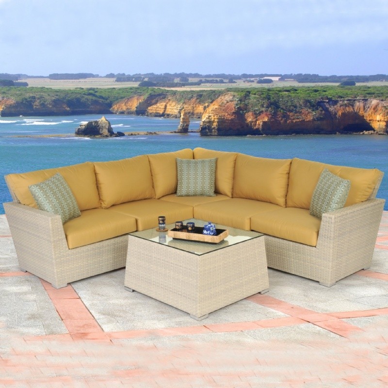 Verona Outdoor Wicker Club Sectional Set 6 Piece CA605B-200 | CozyDays