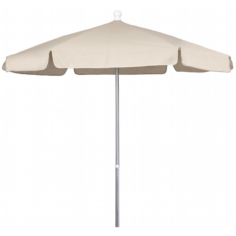 FiberBuilt 7.5ft Hexagon Beige Push Up Garden Umbrella with Bright ...